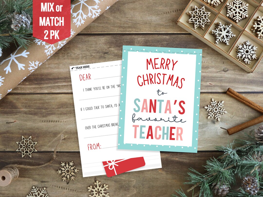 2pk Christmas Gift for Teacher Teacher Gifts Christmas Card - Etsy