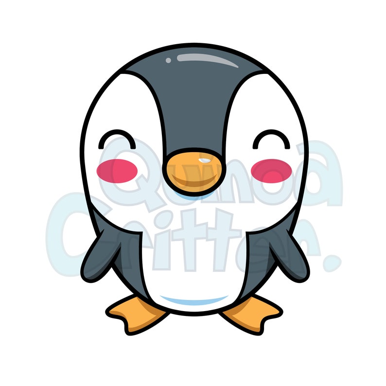 Arctic Animals Clipart Penguin Winter Snowflakes Graphic Digital ...