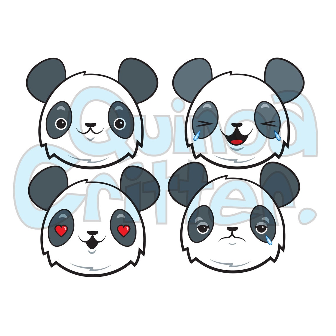 Panda Emoji Clipart Bundle Download Cute Emojis Cartoon Pandas Happy ...