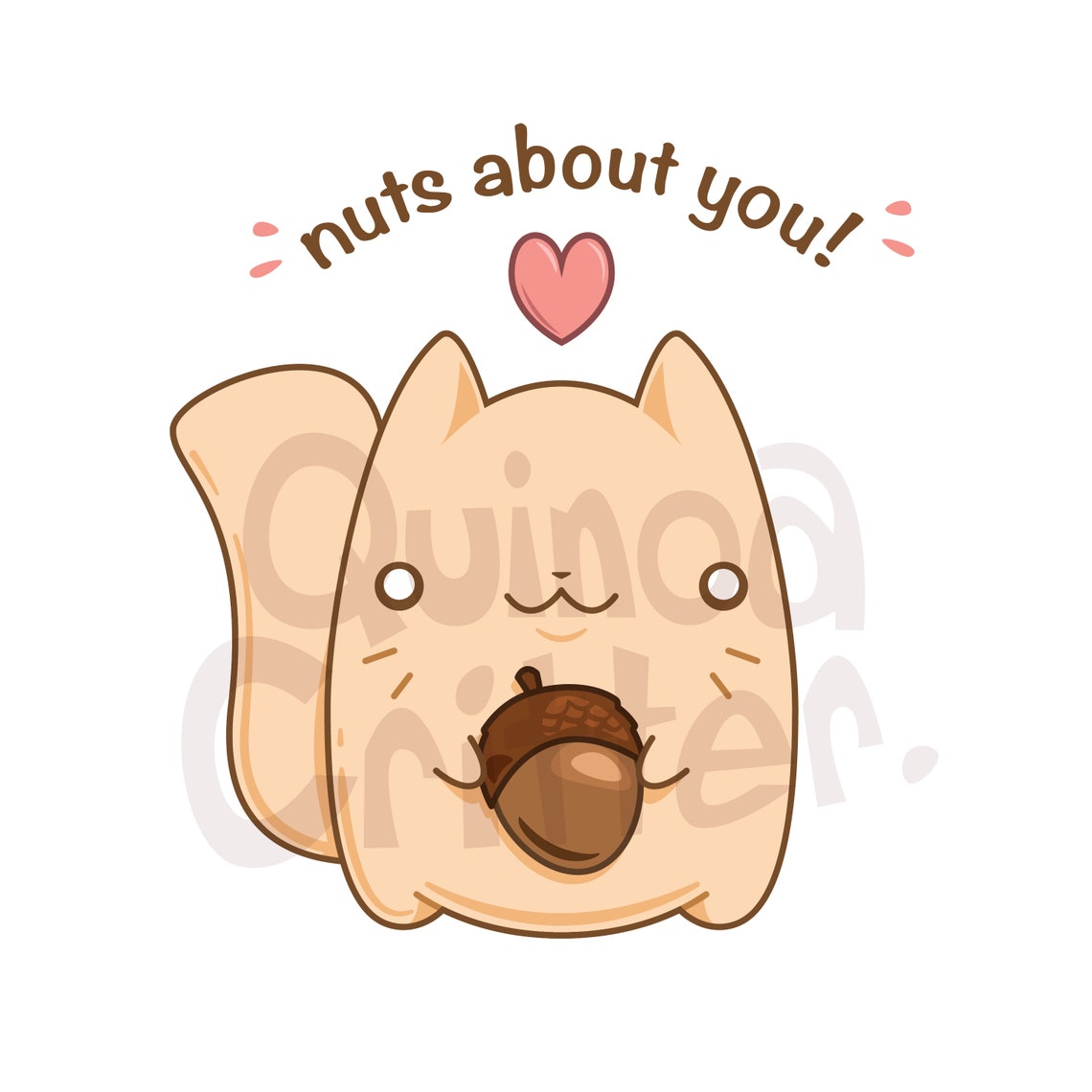 Squirrel Nuts About You Clipart Digital Download PNG Chibi Kawaii ...