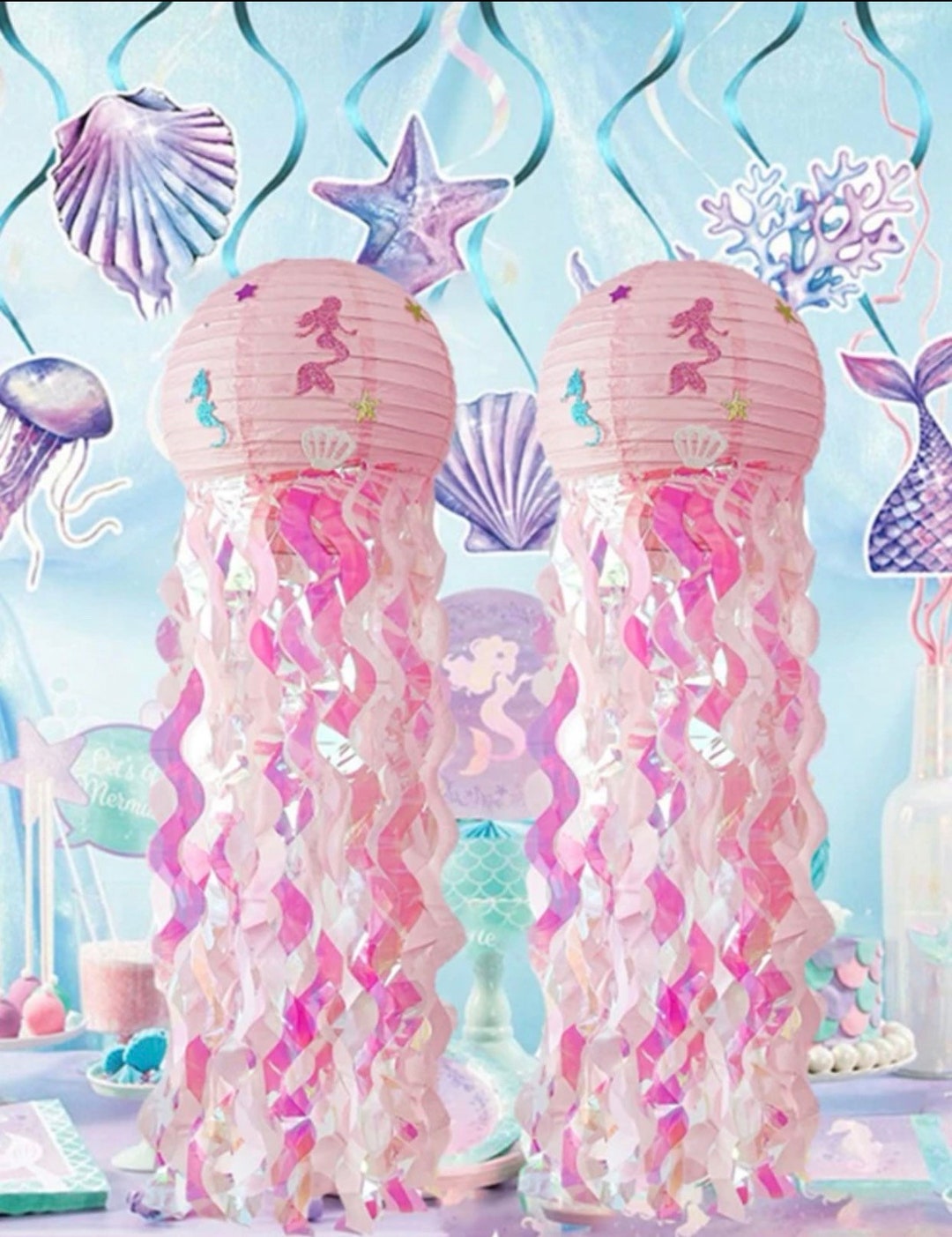 Mermaid, Jellyfish, Paper Lantern, Mermaid Themed Birthday Party,little ...