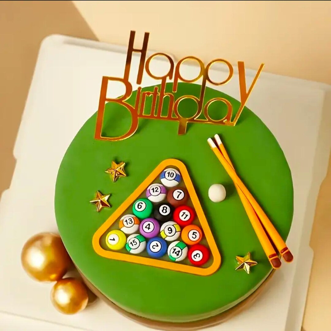 Billiards, Pool Cake Topper, Billiard Cake Topper, Pool Balls, Pool ...