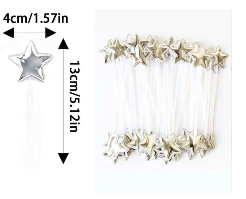 Gold Stars Cake Topper Star Cake Toppers Silver Stars Red - Etsy