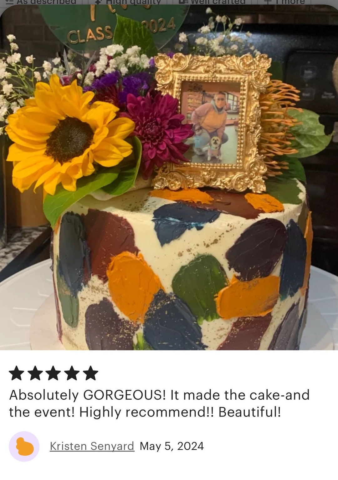 ALL EDIBLE Frame With Picture, Edible Picture Frames Cake Topper ...