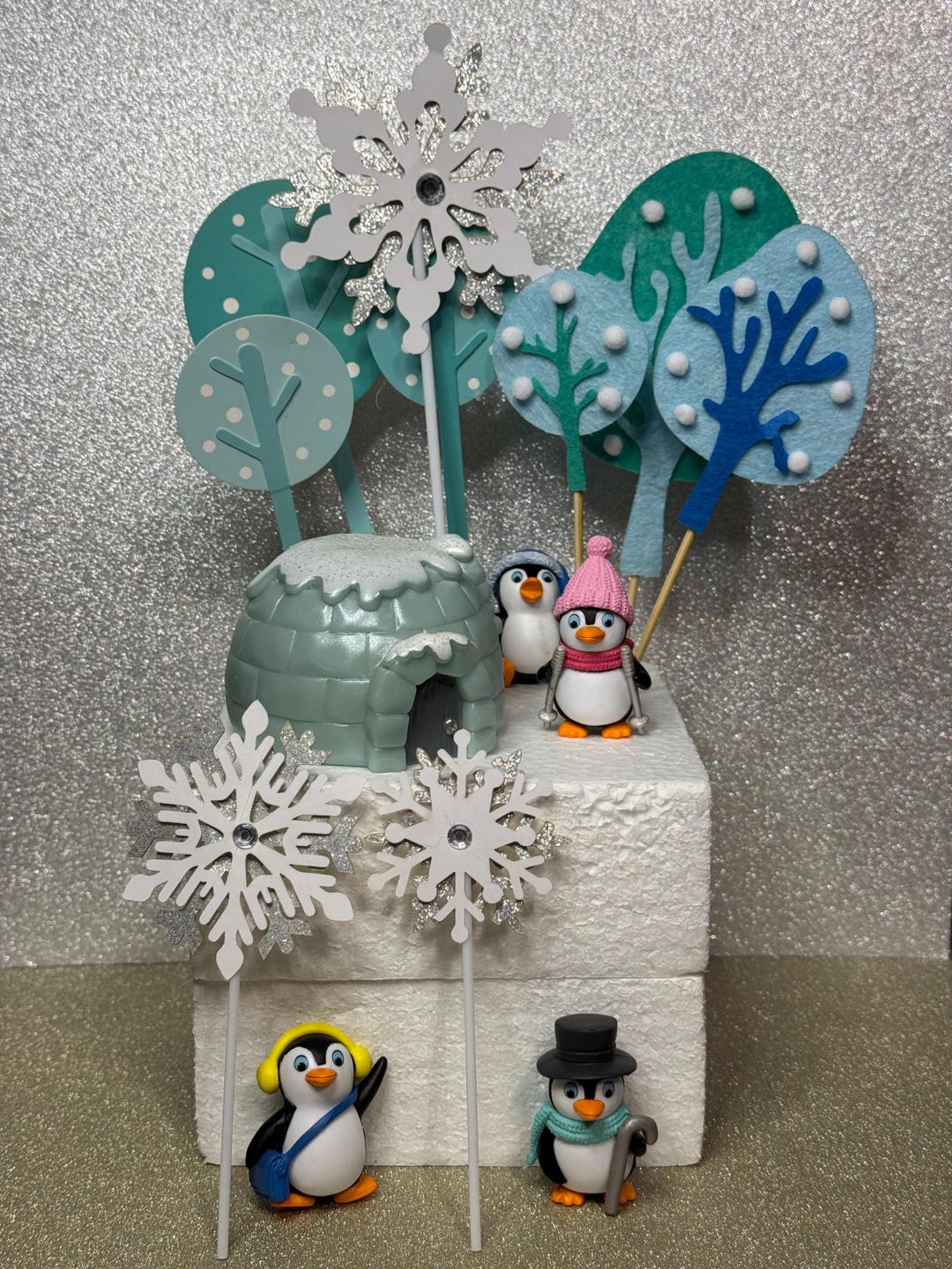 Winter Cake Topper, Penguin Cake Topper, Igloo, Eskimo, Alaska, Snow ...