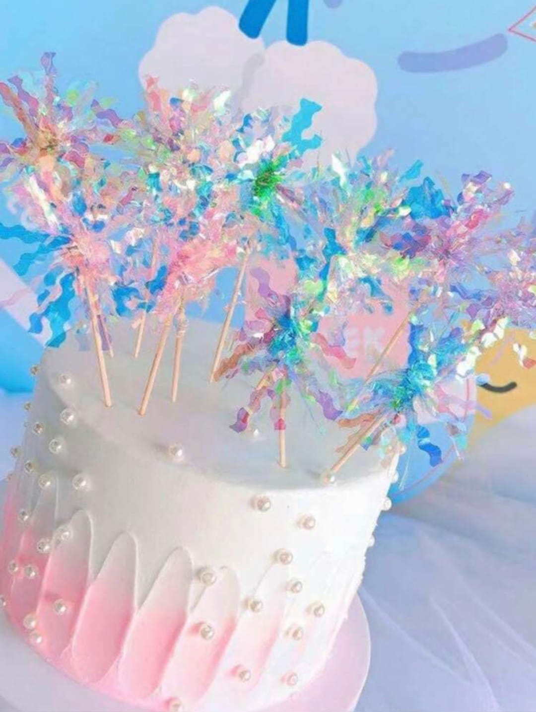 Cake Decorations, Raindrop Cake Toppers, Pom Pom Cake Toppers, Colorful ...