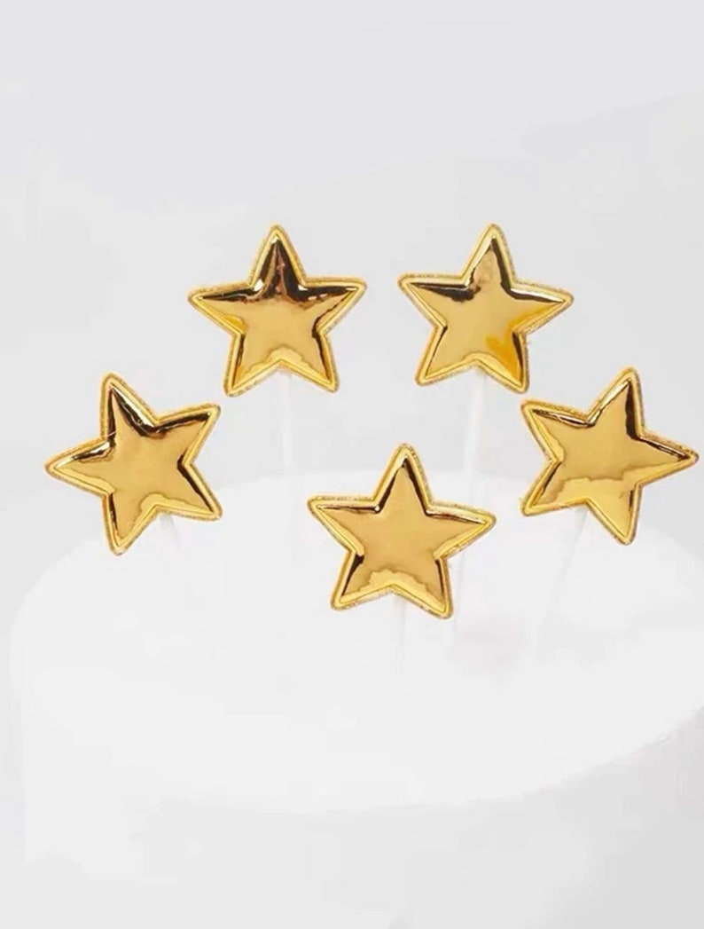 Gold Stars Cake Topper Star Cake Toppers Silver Stars Red - Etsy