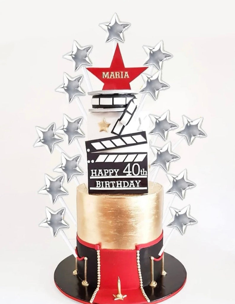 Gold Stars Cake Topper Star Cake Toppers Silver Stars Red - Etsy