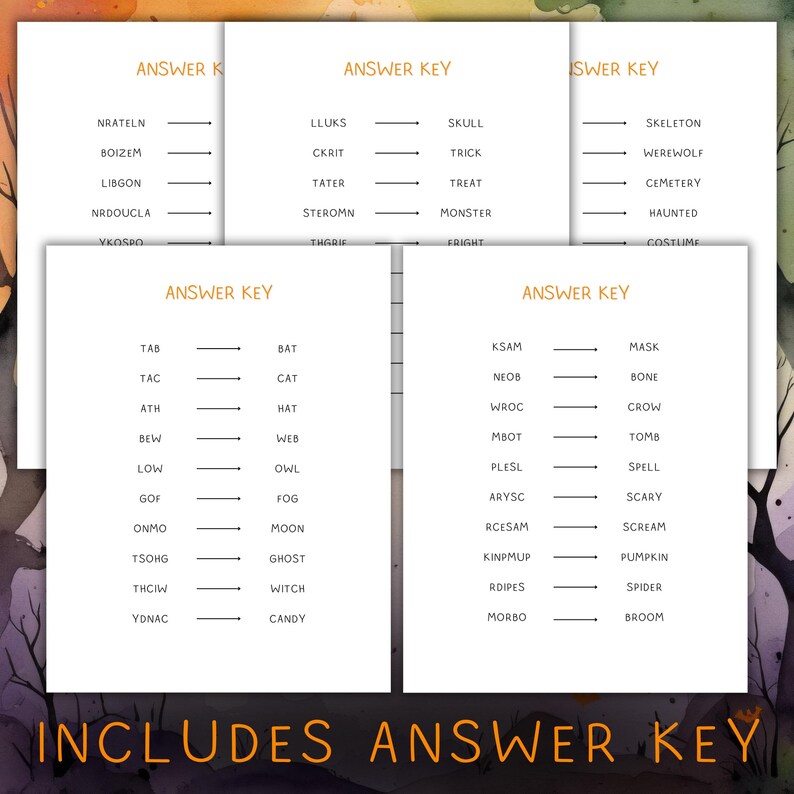 Halloween Word Scramble Games for Kids, Printable Spooky Word ...