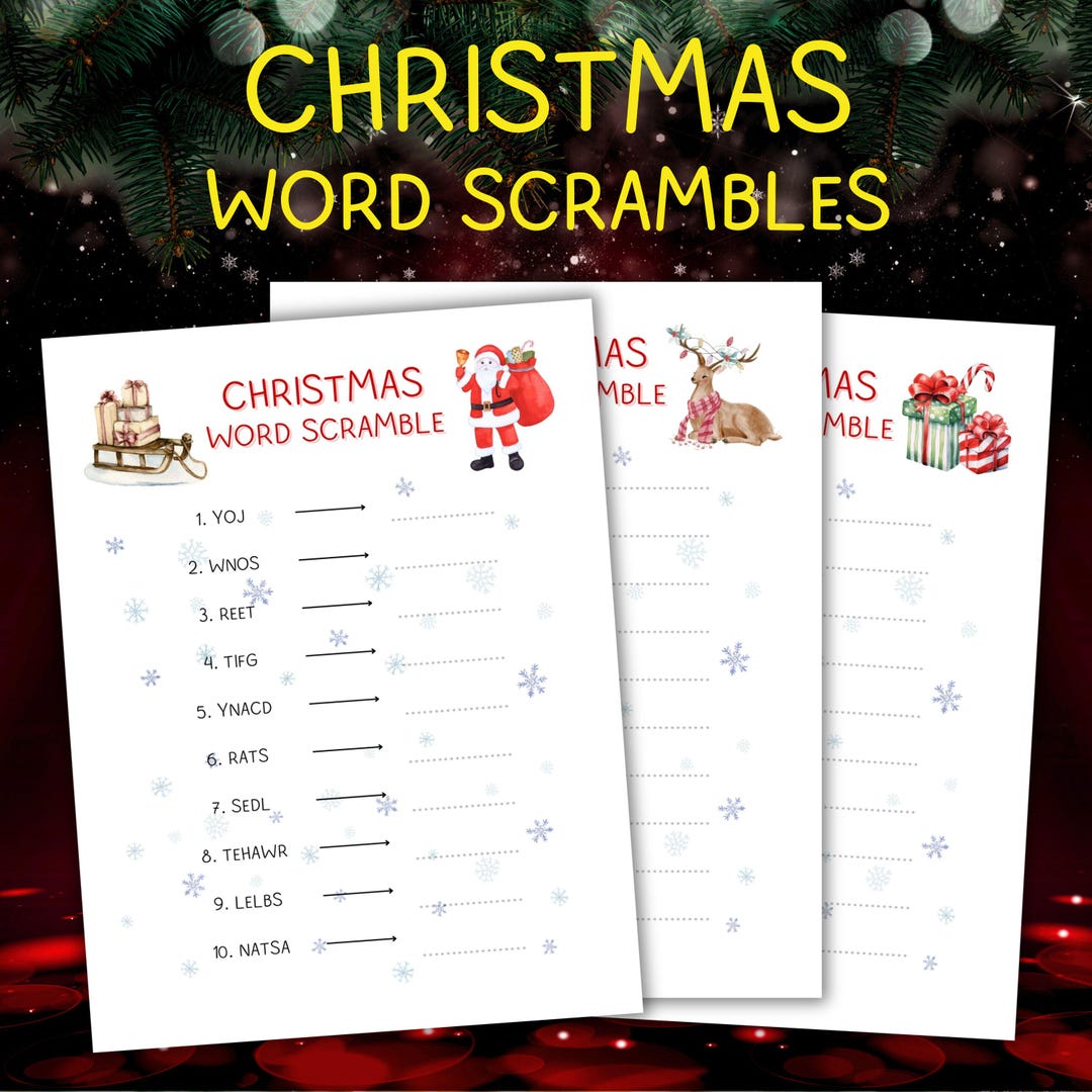 Christmas Word Scramble Games for Kids, Printable Xmas Word Scrambles ...
