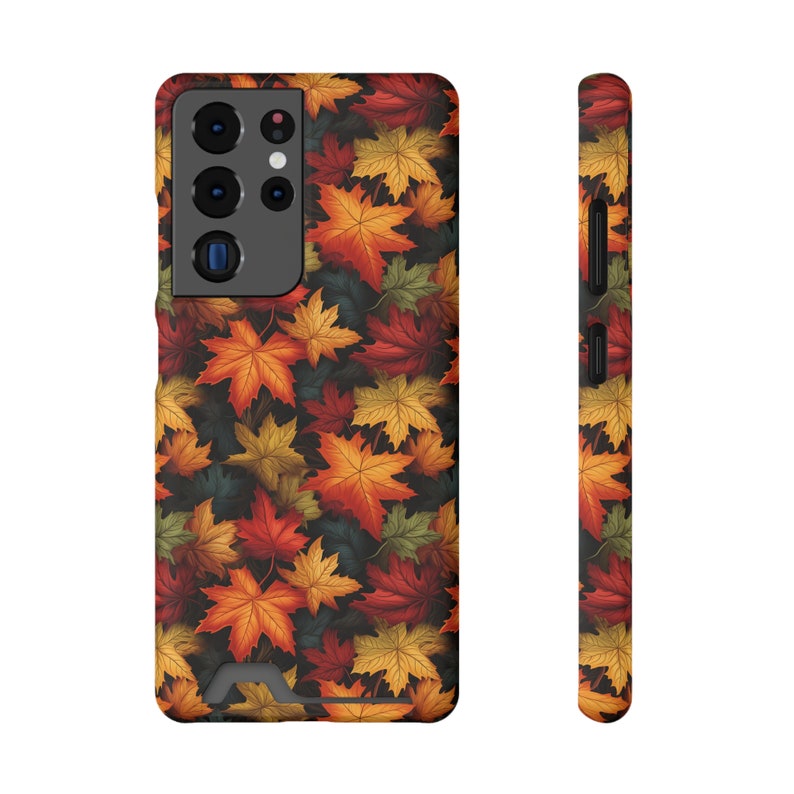 Phone Case With Card Holder Autumn Leaves Design Glossy or Matte ...