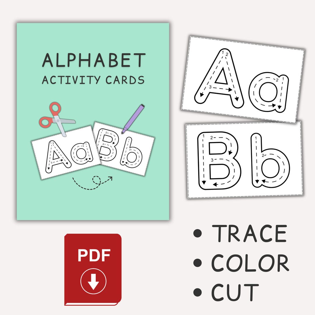 Alphabet Activities - Trace, Color and Cut Uppercase and Lowercase ...