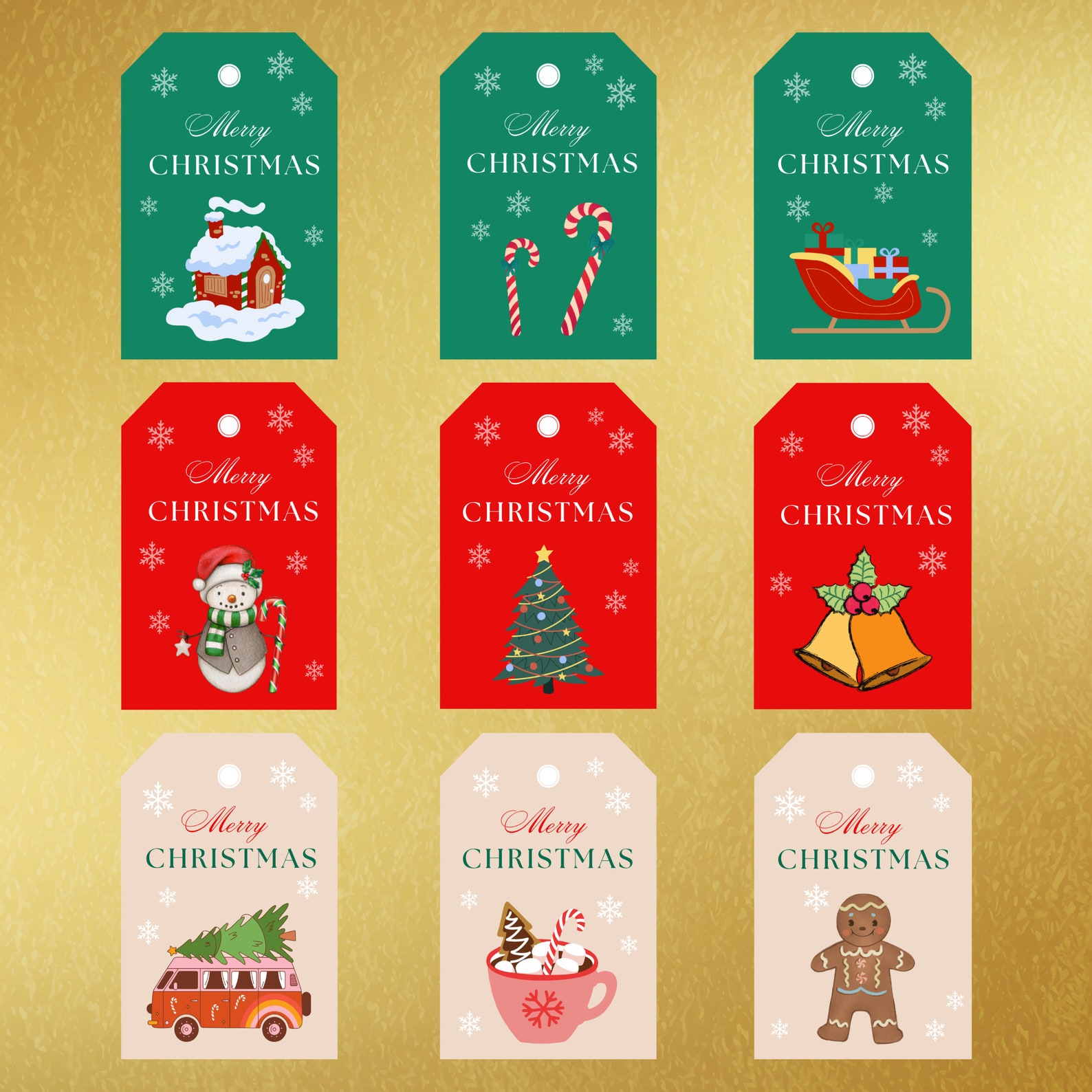 9 Printable Christmas Gift Tags Cute Christmas Gift Tags Retro Style ...