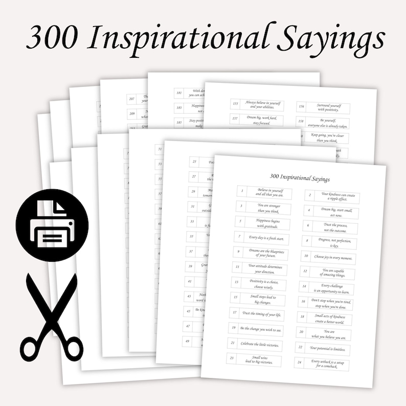 300 Printable Inspirational Sayings for Multiple Uses, Motivational ...