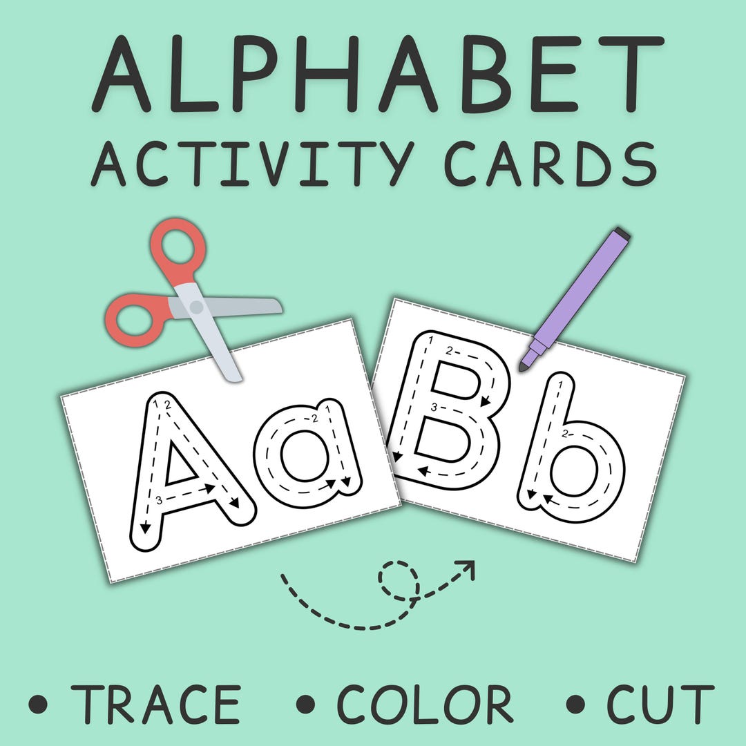 Printable Alphabet Tracing Cards, Flashcards for Tracing, Coloring and ...