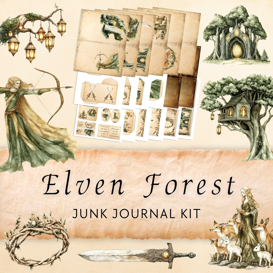 Elven Forest Junk Journal Kit, Printable Junk Journal Folio Kit ...
