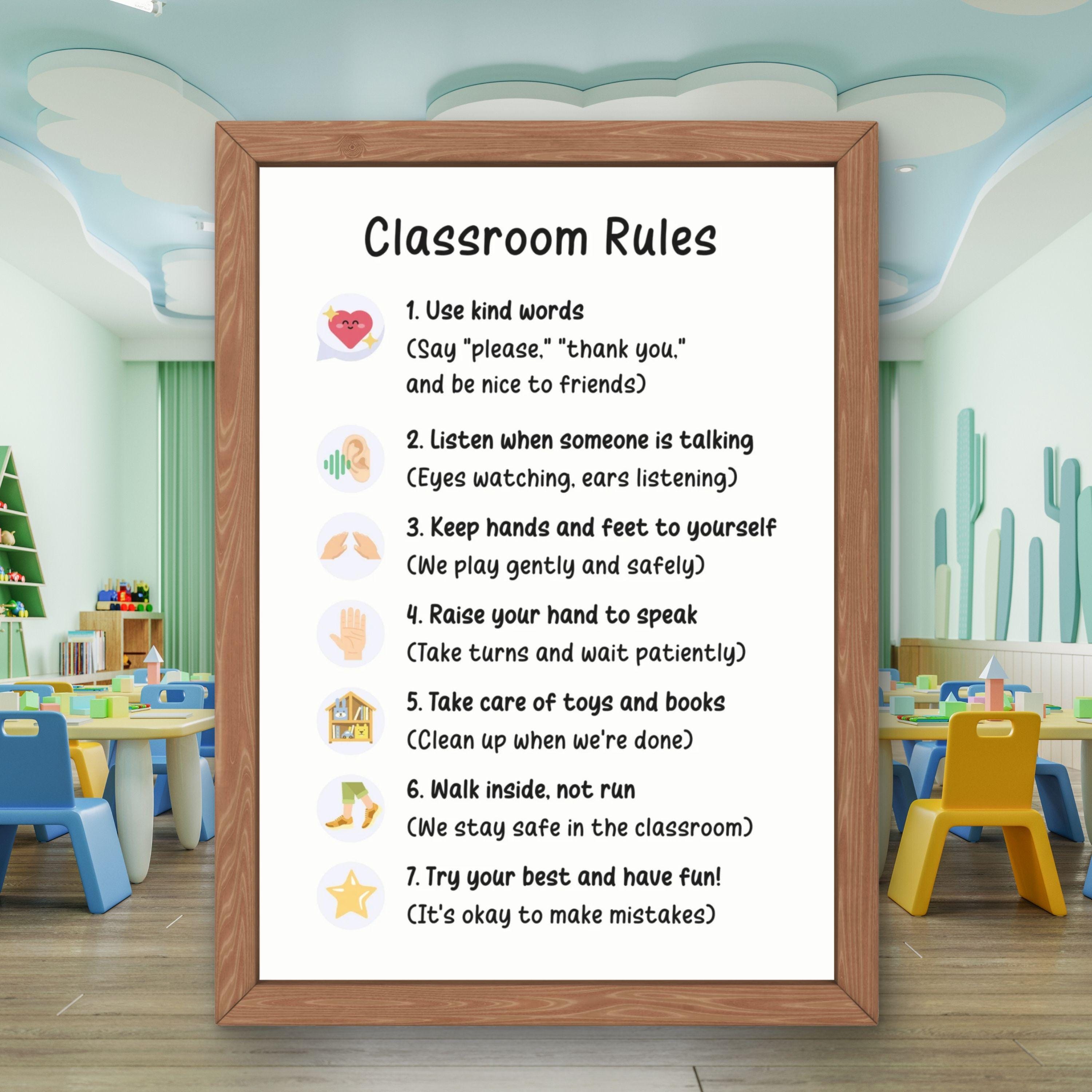 Classroom Rules Chart, Golden Classroom Rules, Educational Poster for ...