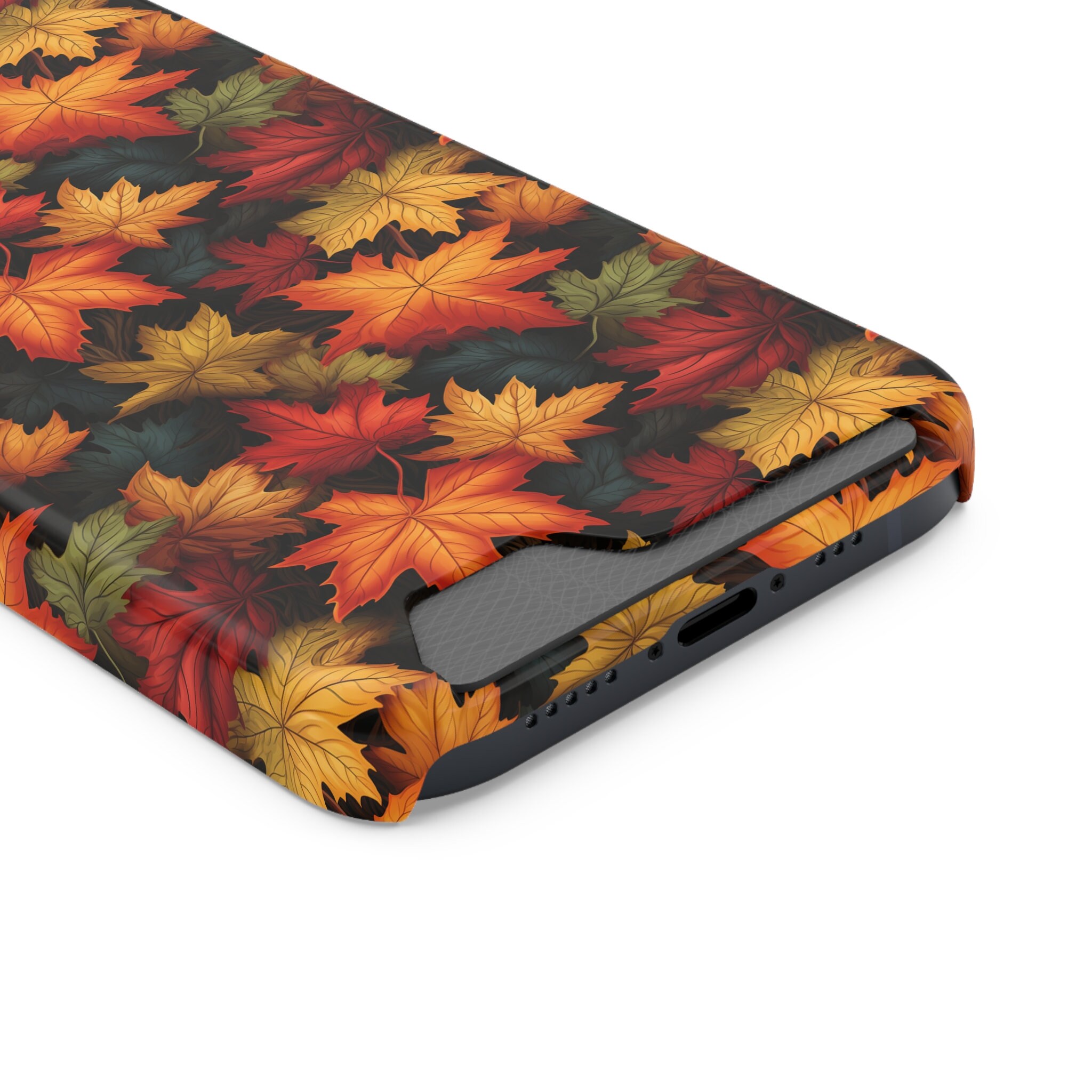Phone Case With Card Holder Autumn Leaves Design Glossy or Matte ...