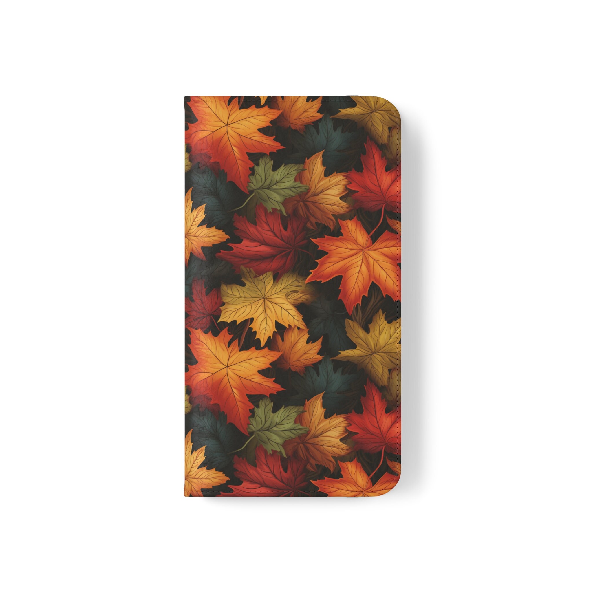 Flip Case Phone Stand Card and Cash Storage Autumn Leaves Design Maple ...