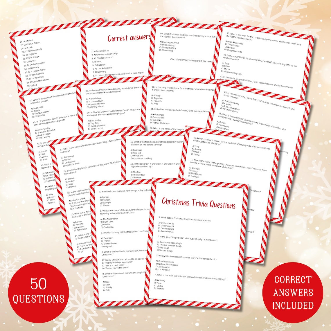 Printable Christmas Trivia Questions With Correct Answers, Trivia Party ...