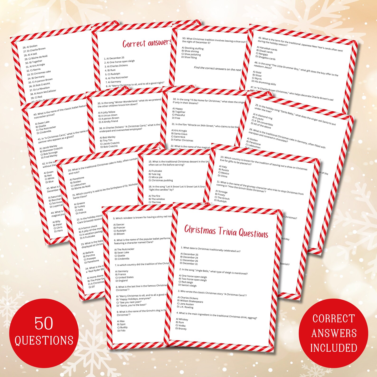 Printable Christmas Trivia Questions With Correct Answers, Trivia Party ...