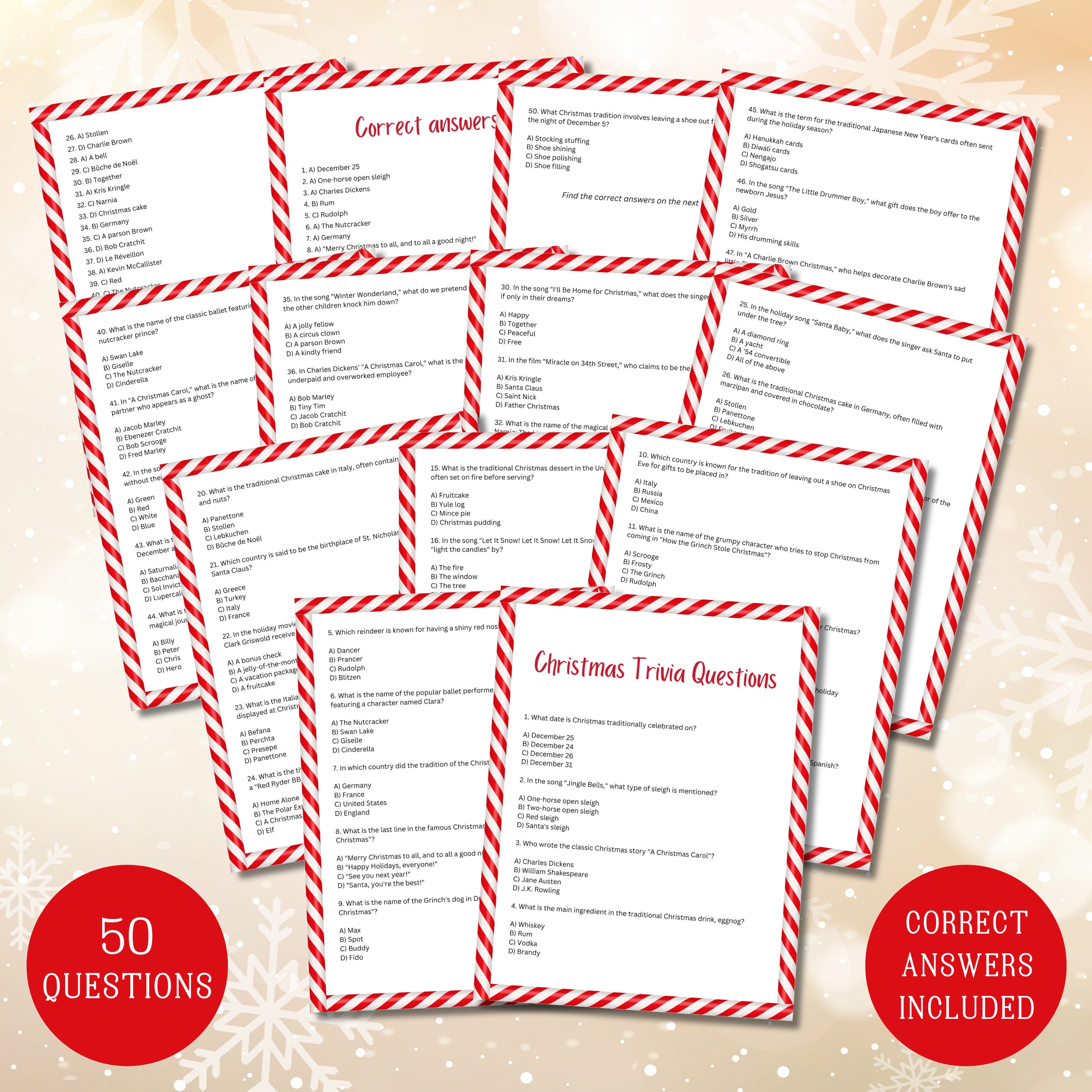 Printable Christmas Trivia Questions With Correct Answers | Trivia ...
