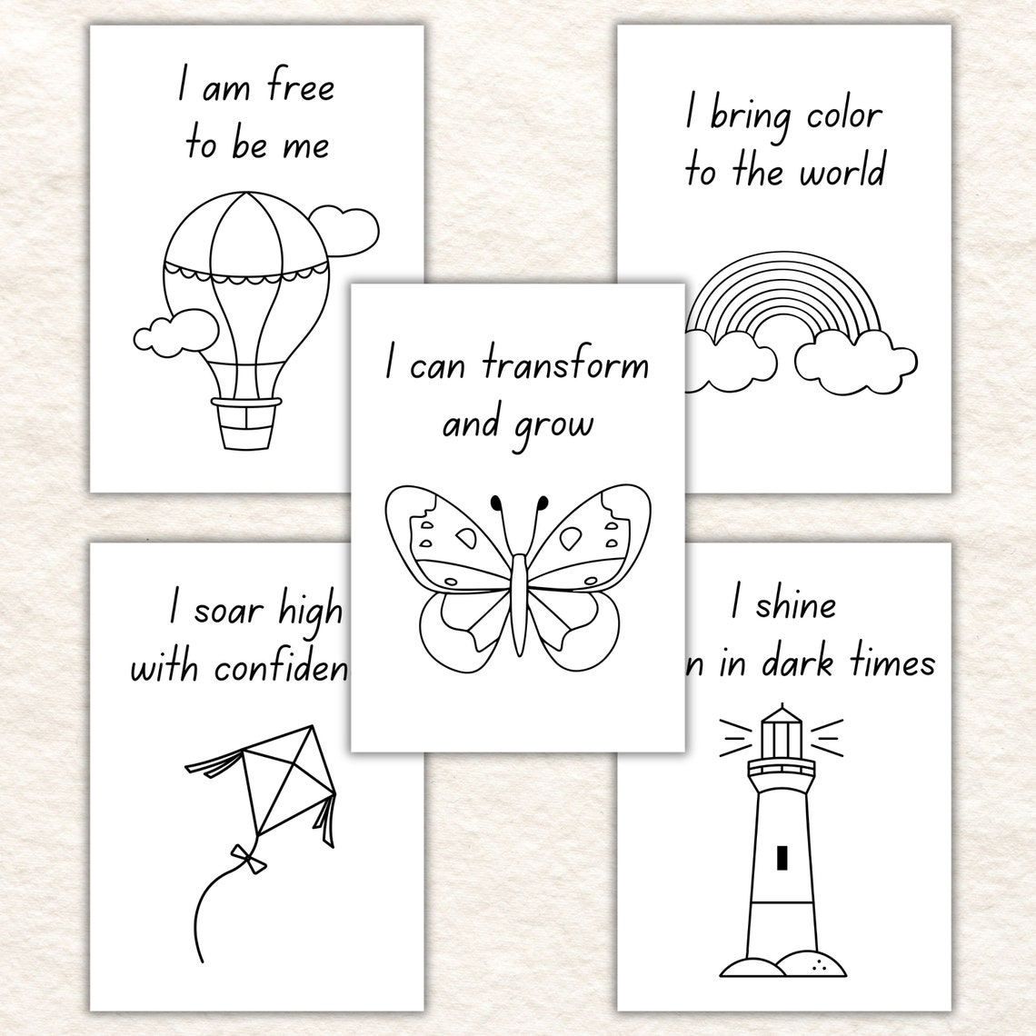 10 Printable Coloring Affirmation Cards for Kids | Positive Affirmation ...