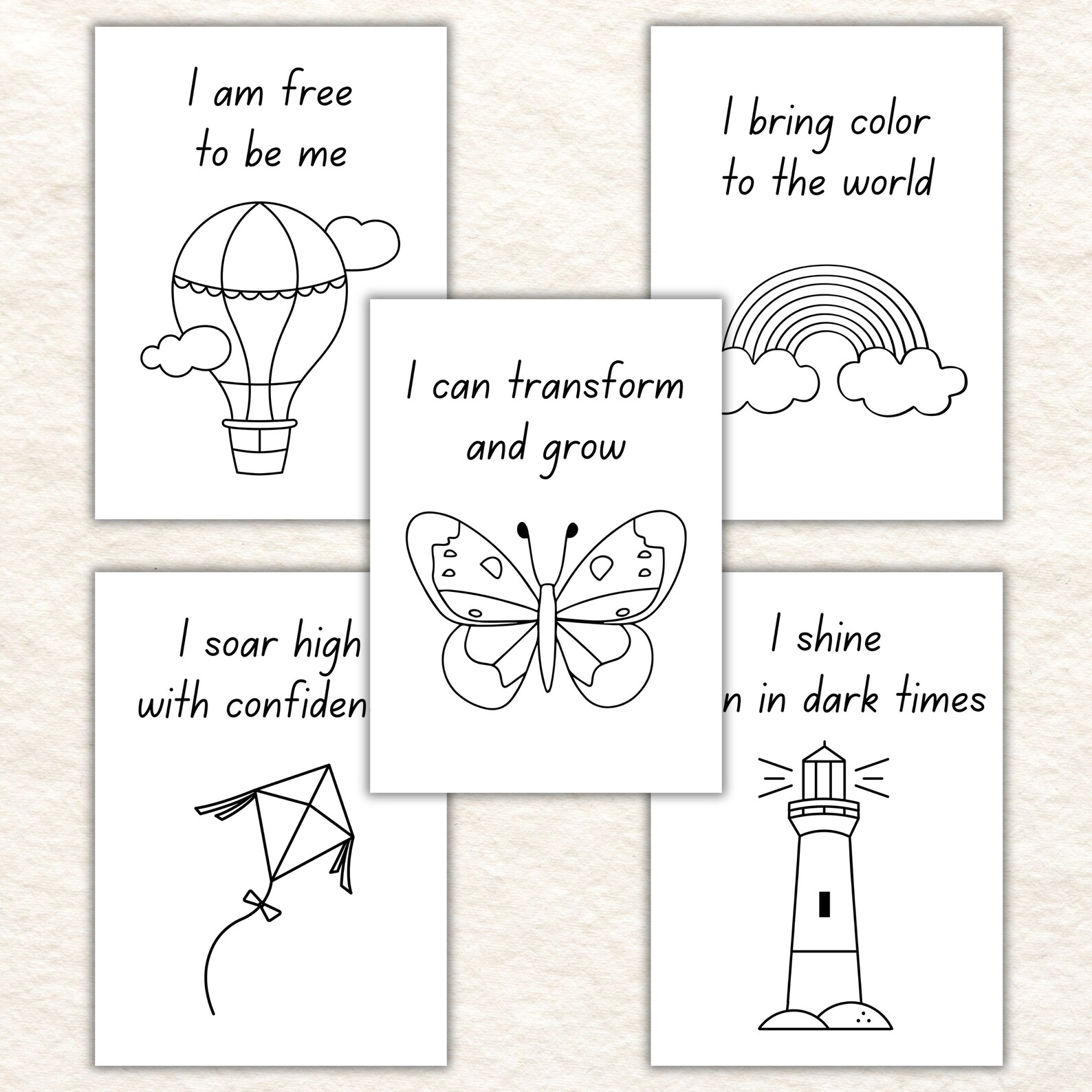10 Printable Coloring Affirmation Cards for Kids - Coloring Pages for ...