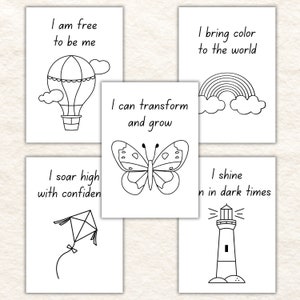 10 Printable Coloring Affirmation Cards for Kids | Positive Affirmation ...