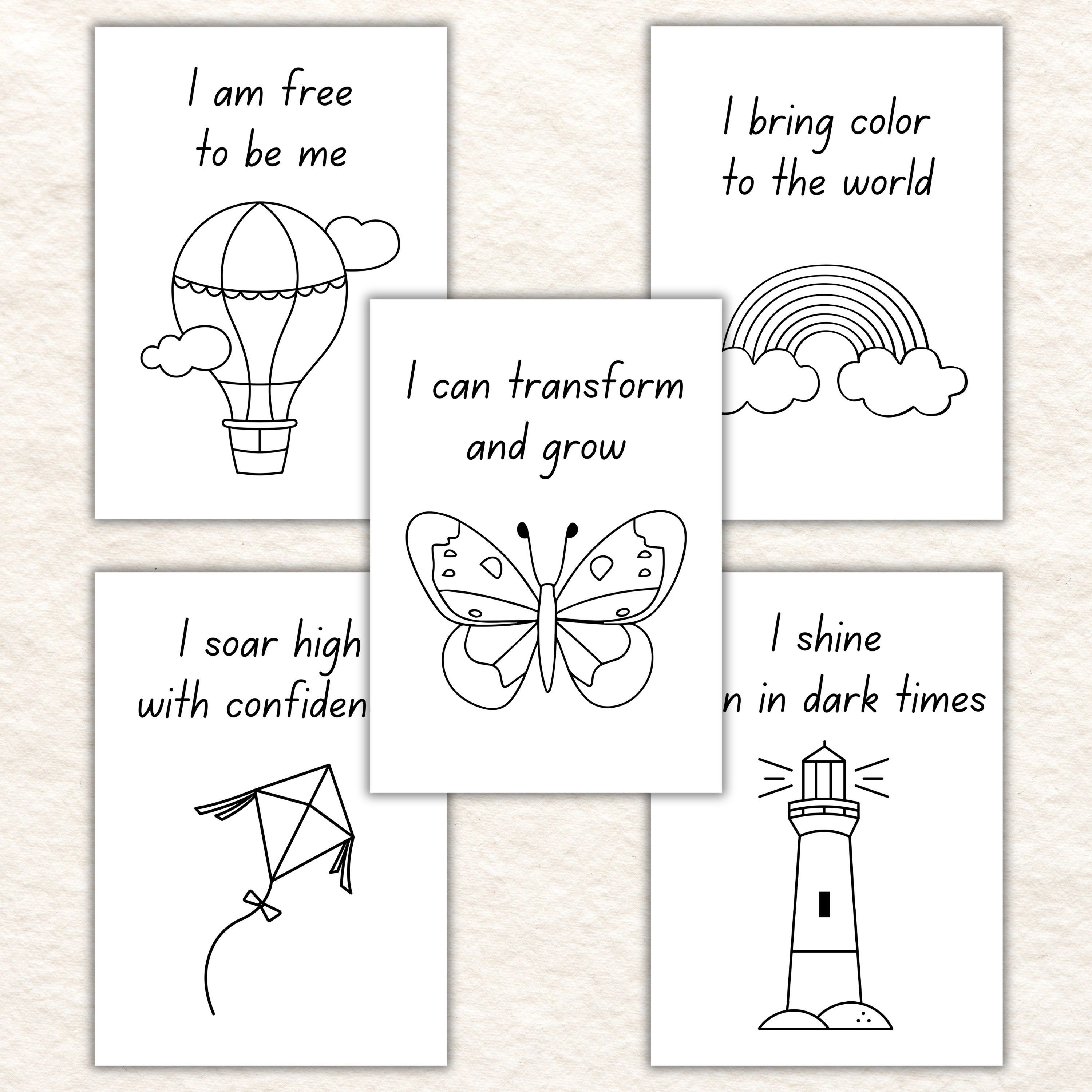 10 Printable Coloring Affirmation Cards for Kids - Coloring Pages for ...