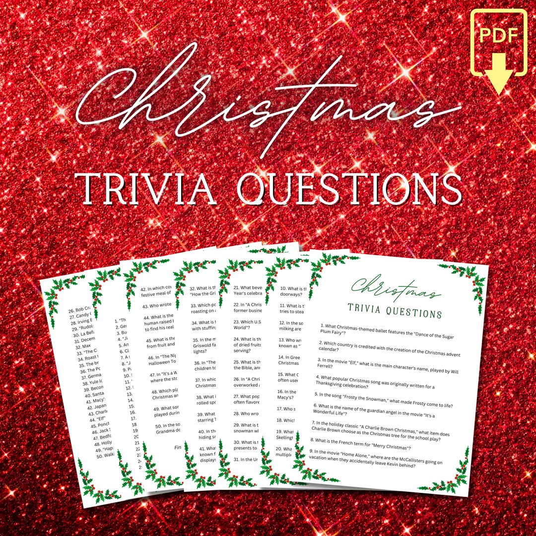 Printable Christmas Trivia Questions With Correct Answers, Xmas Trivia ...