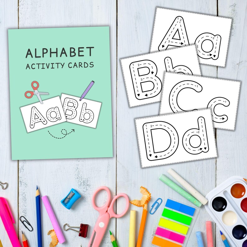Printable Alphabet Tracing Cards, Flashcards for Tracing, Coloring and ...