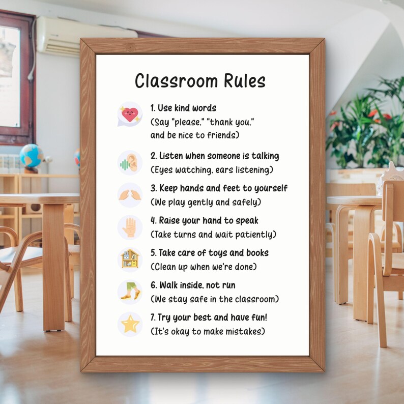 Classroom Rules Poster, Golden Classroom Rules Chart, Educational ...