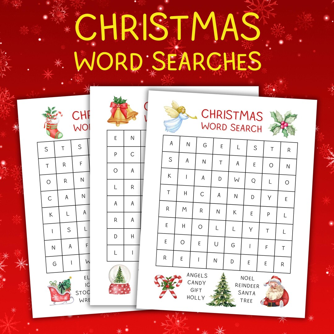 Christmas Word Searches for Kids, Printable Word Search Games, Xmas ...