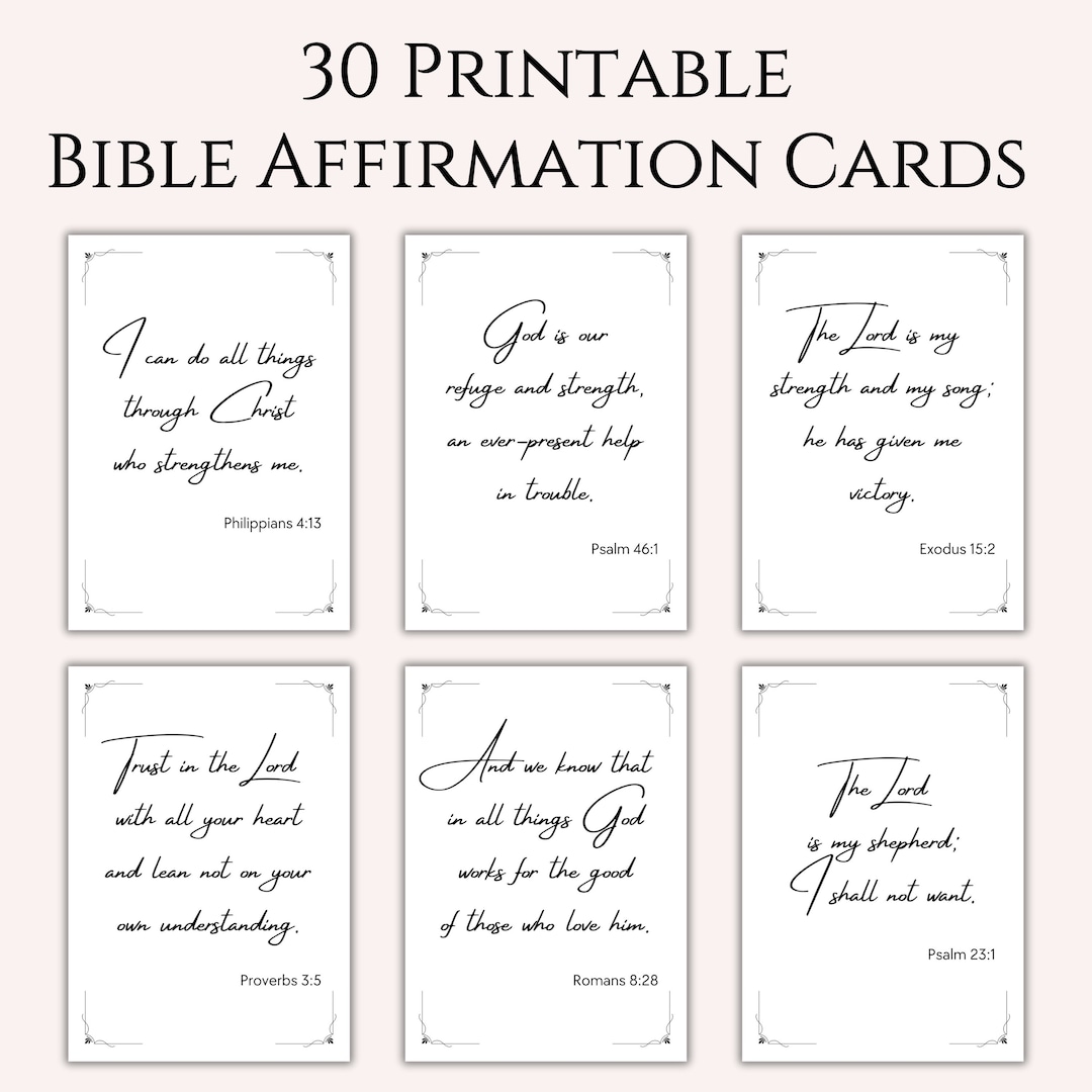 30 Printable Bible Affirmation Cards, Words of Christian Affirmations ...