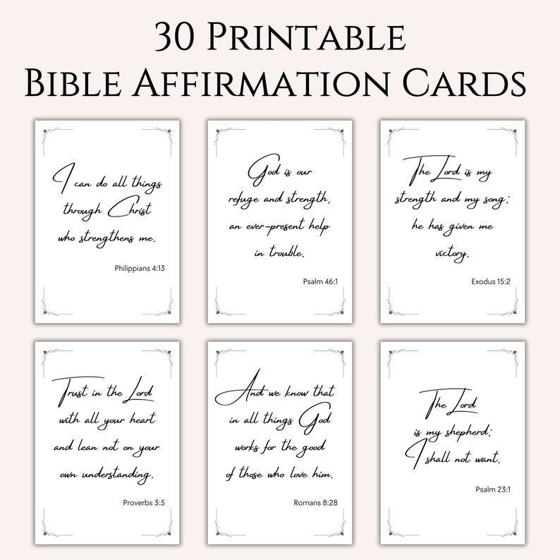 30 Printable Bible Affirmation Cards, Words of Christian Affirmations ...