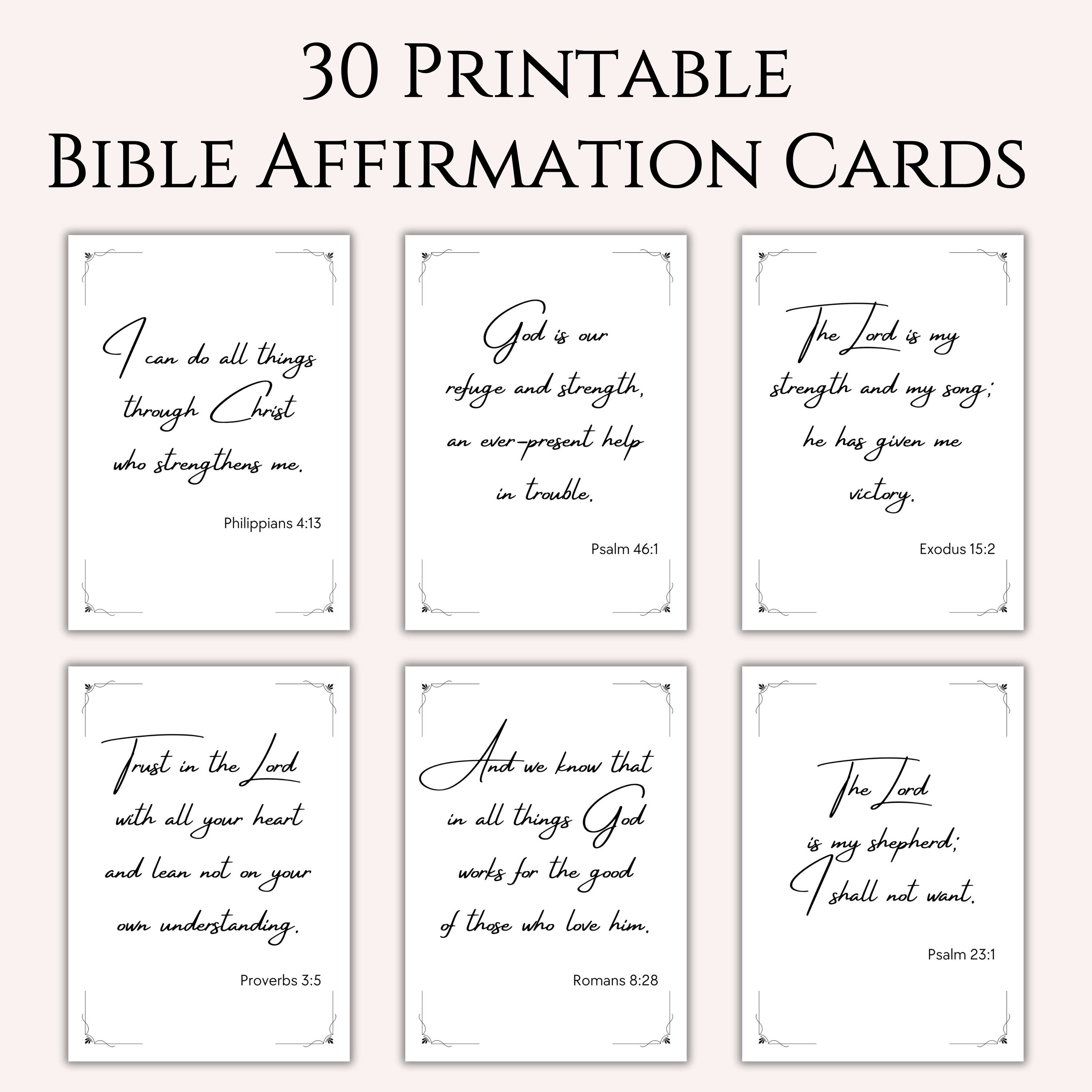 30 Printable Bible Affirmation Cards, Words of Christian Affirmations ...