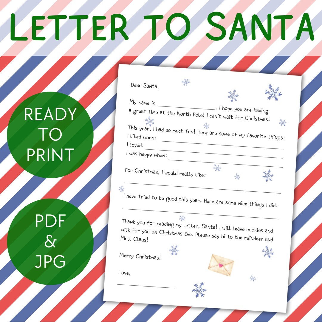 Letter to Santa Claus, Customizable Printable Letter to Santa Claus for ...
