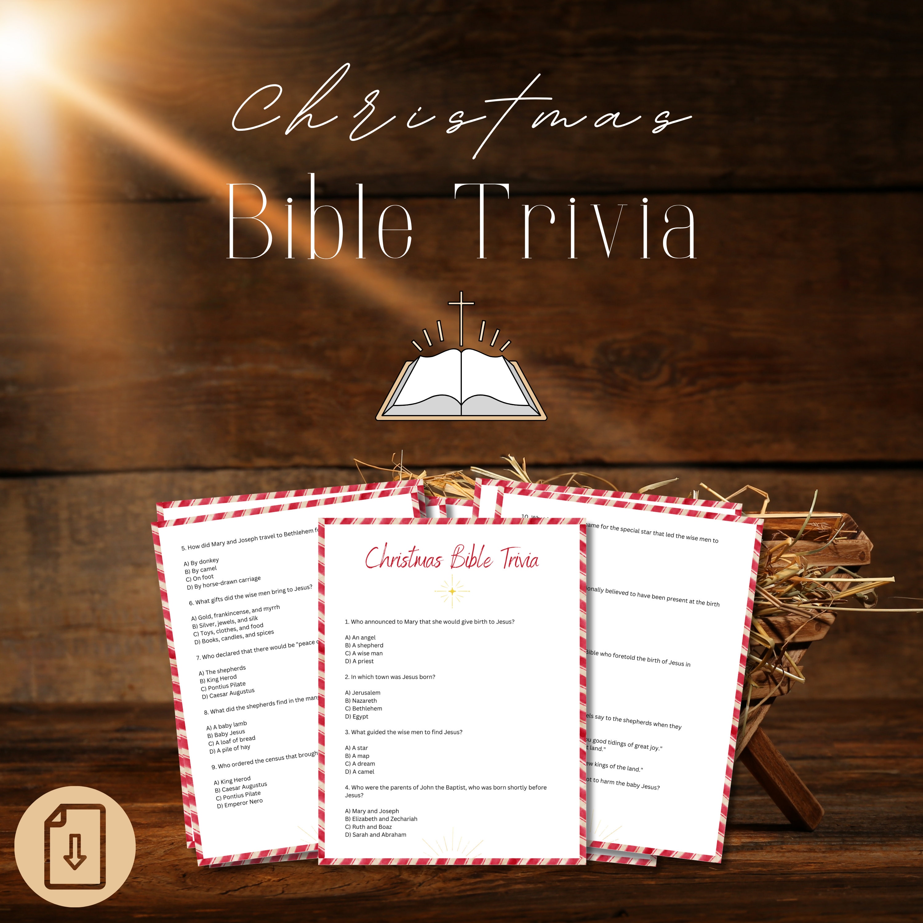 Christmas Bible Trivia, Printable Christian Christmas Trivia Game With ...