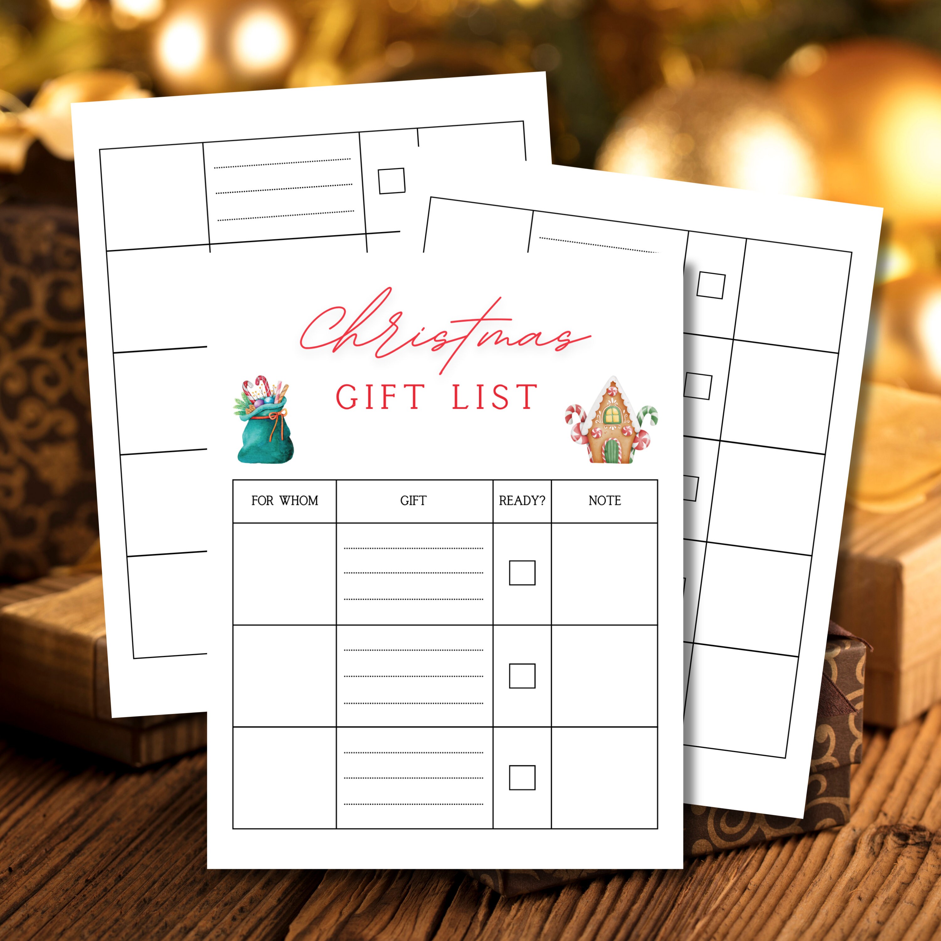 Christmas Gift List Template Printable Christmas Gift Planner Gift ...