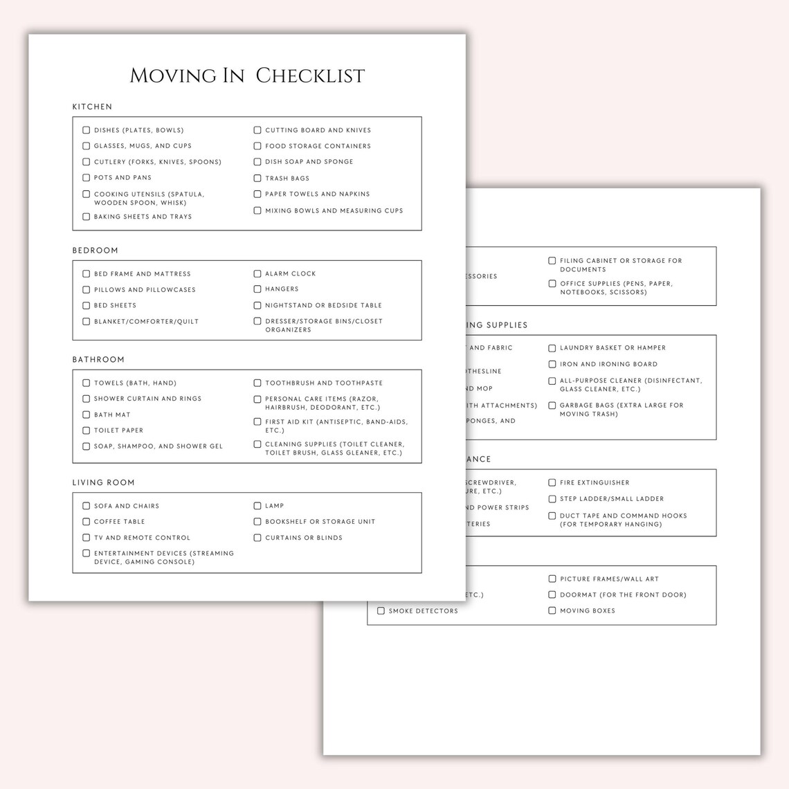 Moving in Checklist | Printable Moving-in Checklist With Checkboxes ...