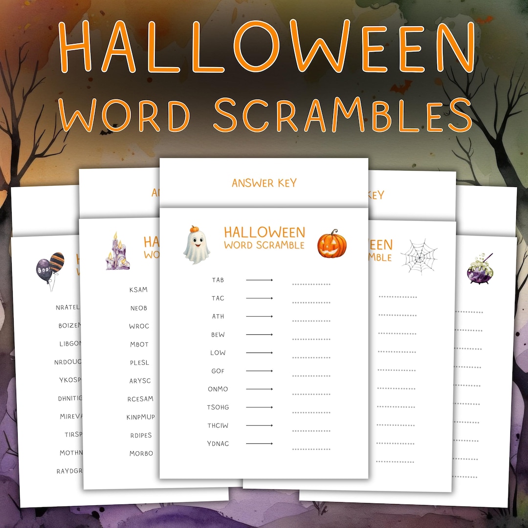Halloween Word Scramble Games for Kids, Printable Spooky Word ...