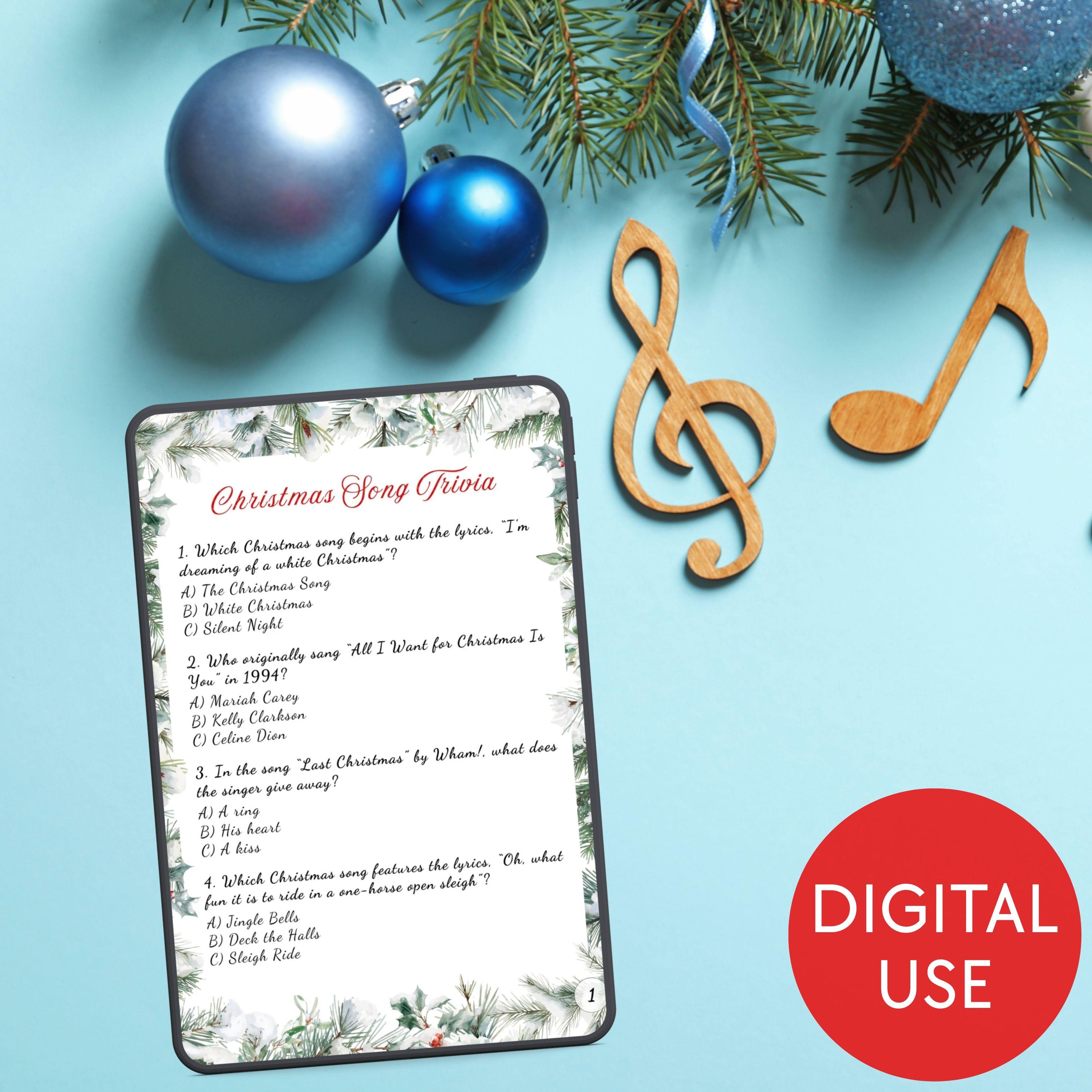 Christmas Song Trivia Game – 30 Questions With Answer Key and Engaging ...