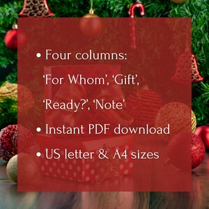 Printable Christmas Gift List Template Christmas Gift Planner Gift ...