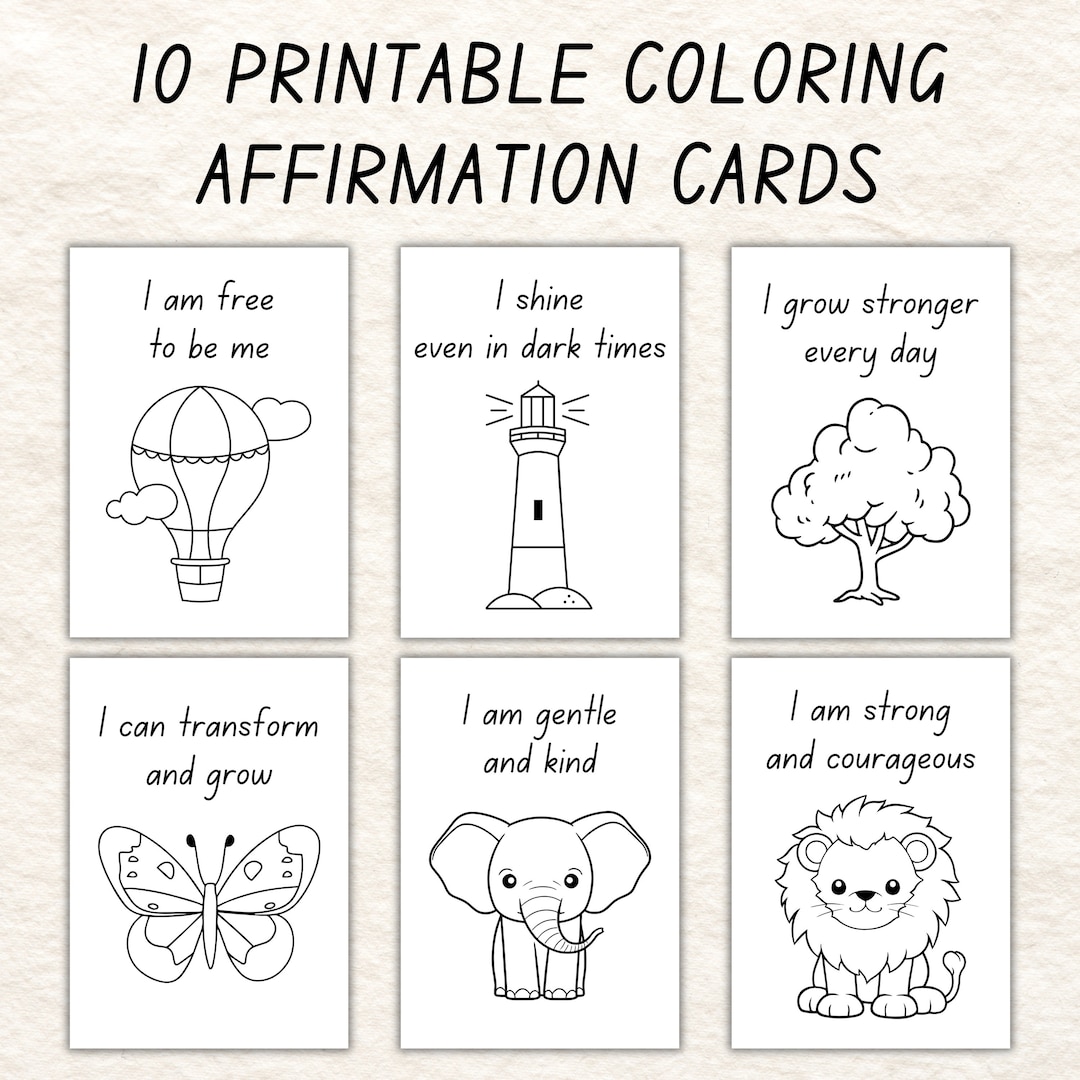 10 Printable Coloring Affirmation Cards for Kids | Positive Affirmation ...