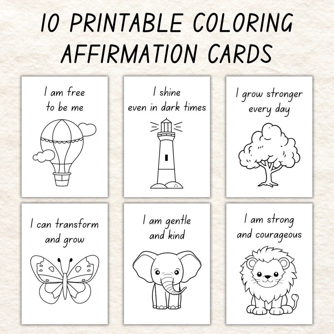 10 Printable Coloring Affirmation Cards for Kids - Coloring Pages to ...