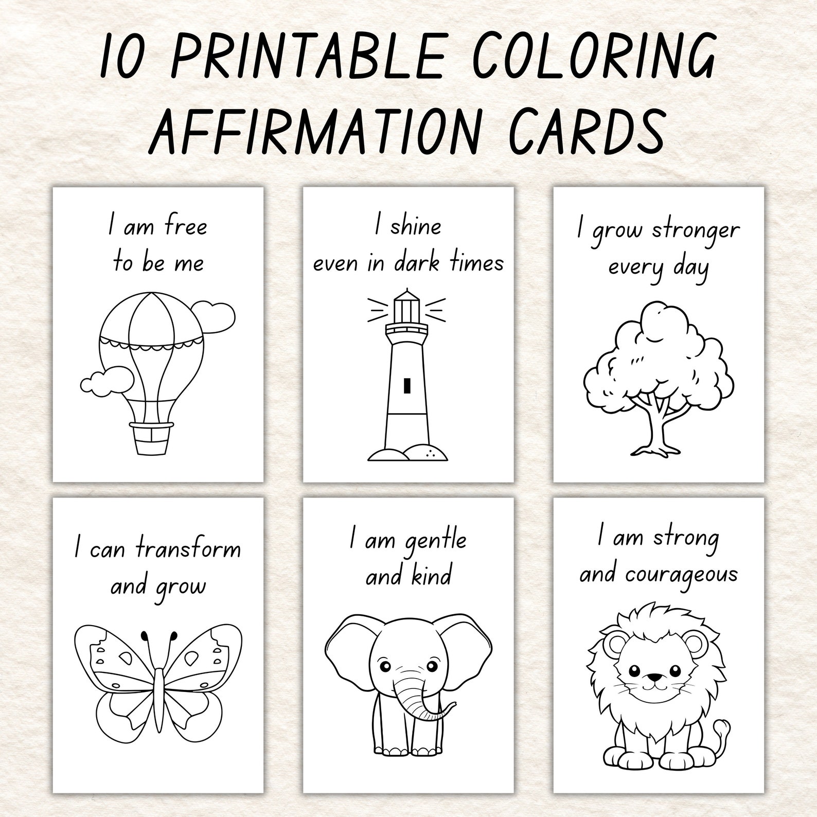 10 Printable Coloring Affirmation Cards for Kids - Coloring Pages to ...