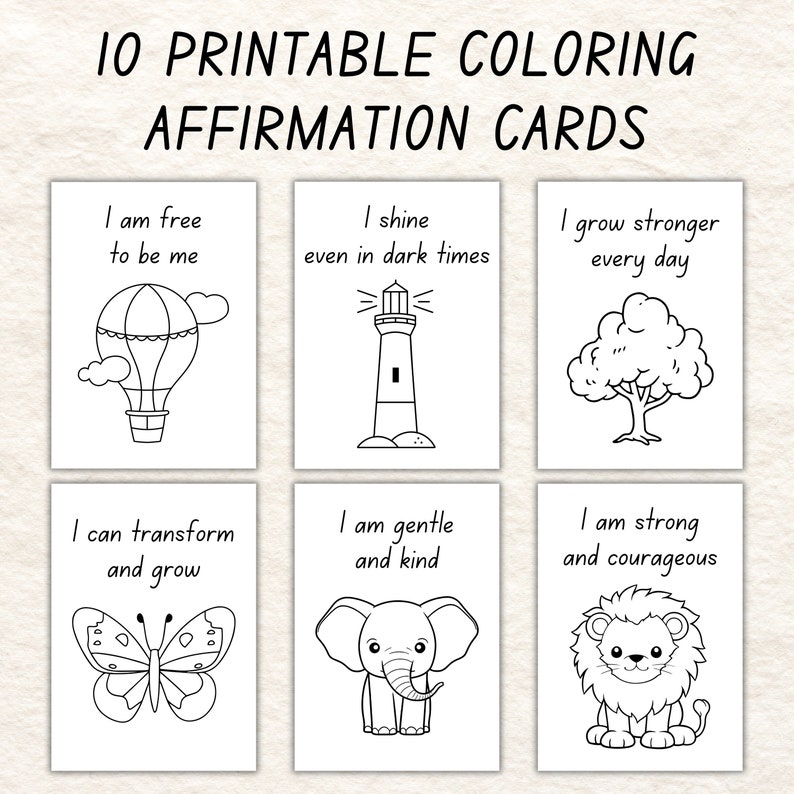 10 Printable Coloring Affirmation Cards for Kids - Coloring Pages to ...