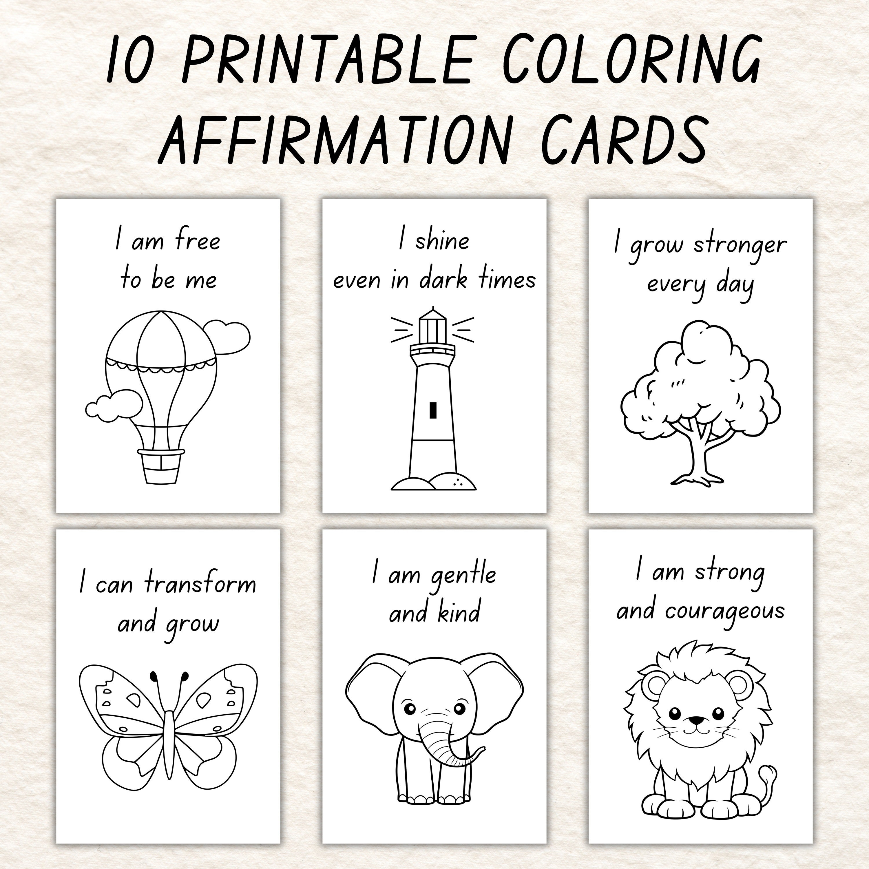 10 Printable Coloring Affirmation Cards for Kids | Positive Affirmation ...