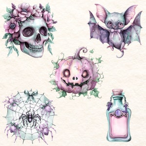 Pastel Goth Paradise Halloween Clipart Pack Cute Clip Art Collection 10 ...